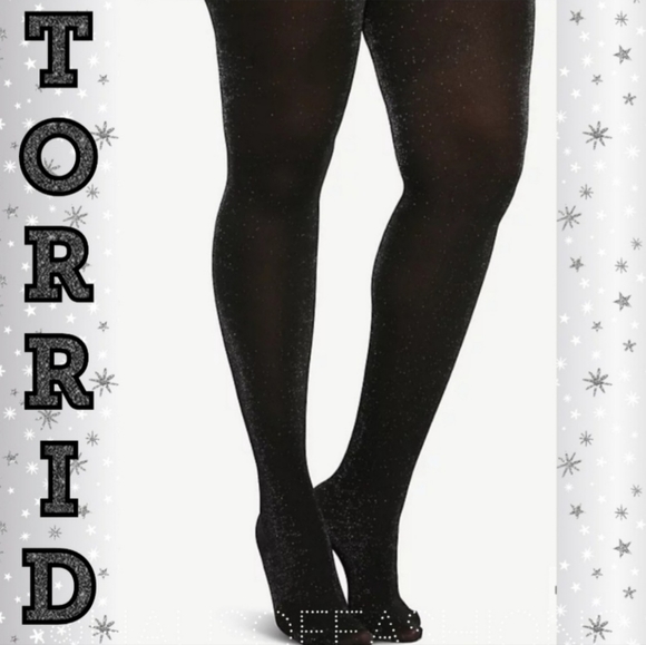 torrid | Accessories | Torrid Black Sparkly Festive Tights New | Poshmark